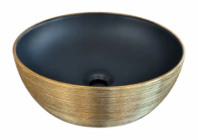 Lavabo COPEN nadgradni 410x410x138 line gold & matt black