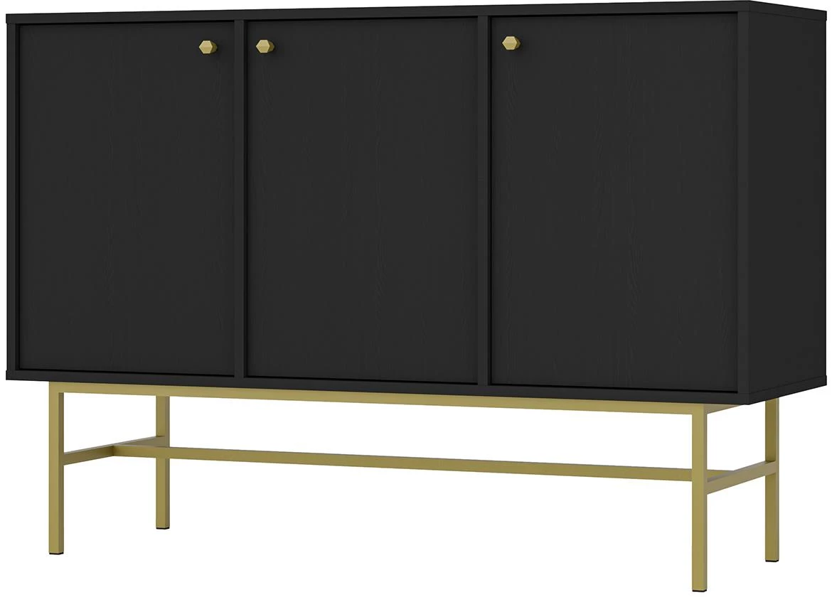 Tokyo 3 3F komoda 3 vrata 124,5x40,8x86,4 grafit crna 813