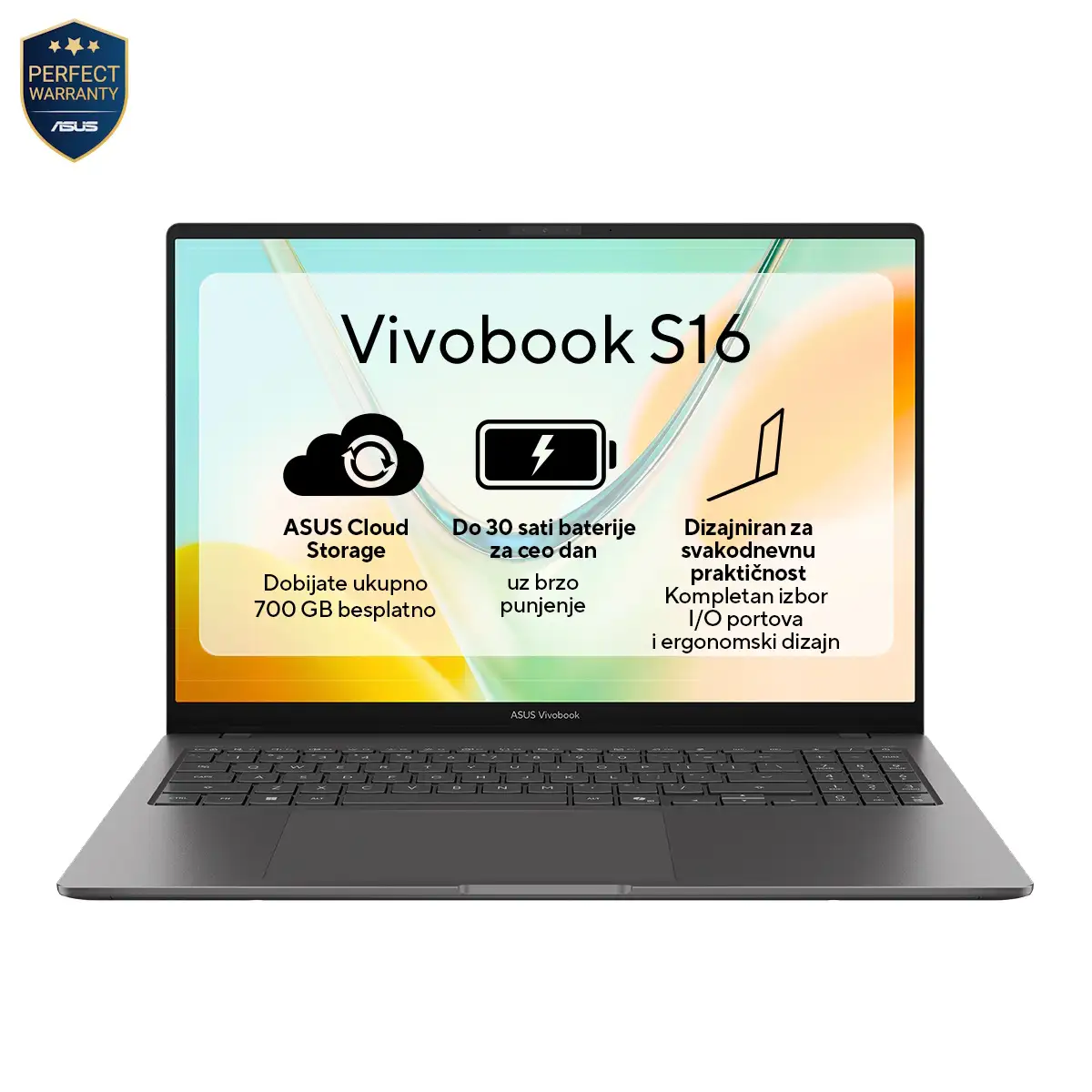 ASUS Vivobook S16 S5608QA-MB234W, 16" WUXGA, Snapdragon X X1 26 101, 16GB, 256GB SSD, Win11Home
