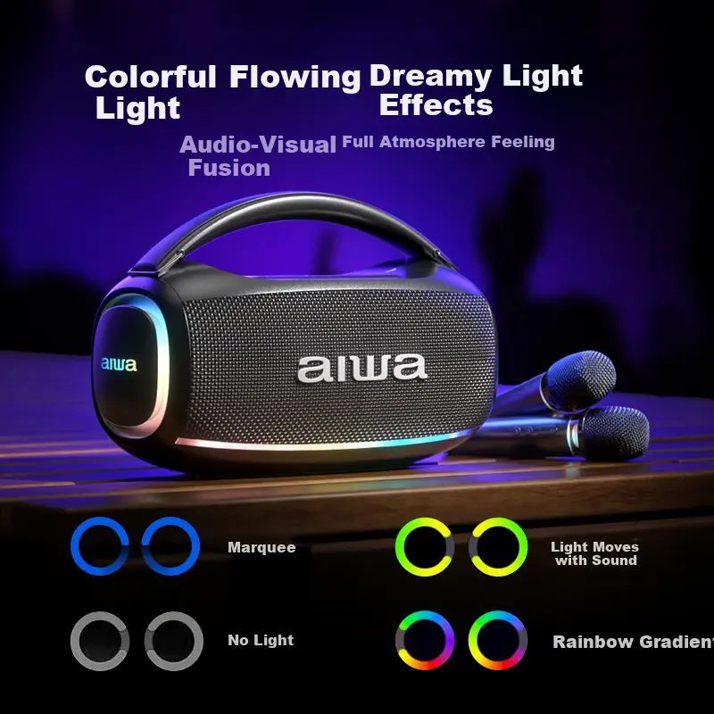 Aiwa Bluetooth zvučnik sa 2 mikrofona AH-22, RGB, Crni