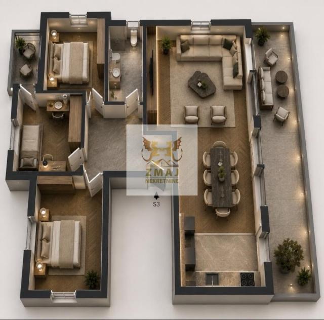 PENTNAUS 95M2, TERASA GRATIS, VISINA PLAFONA 3m, VETERNIK