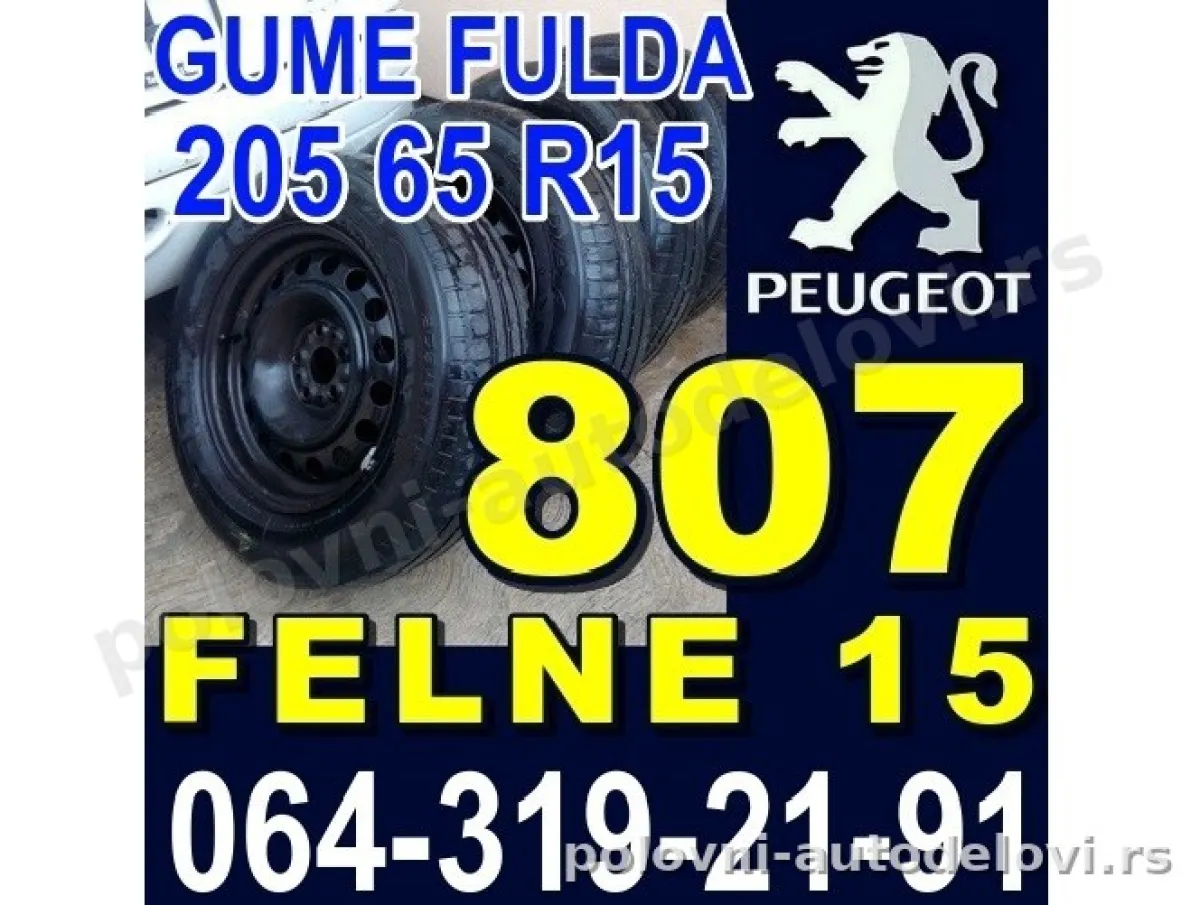 FELNE 15 coli i GUME FULDA 205 65 R 15 PEŽO 807 , centralna