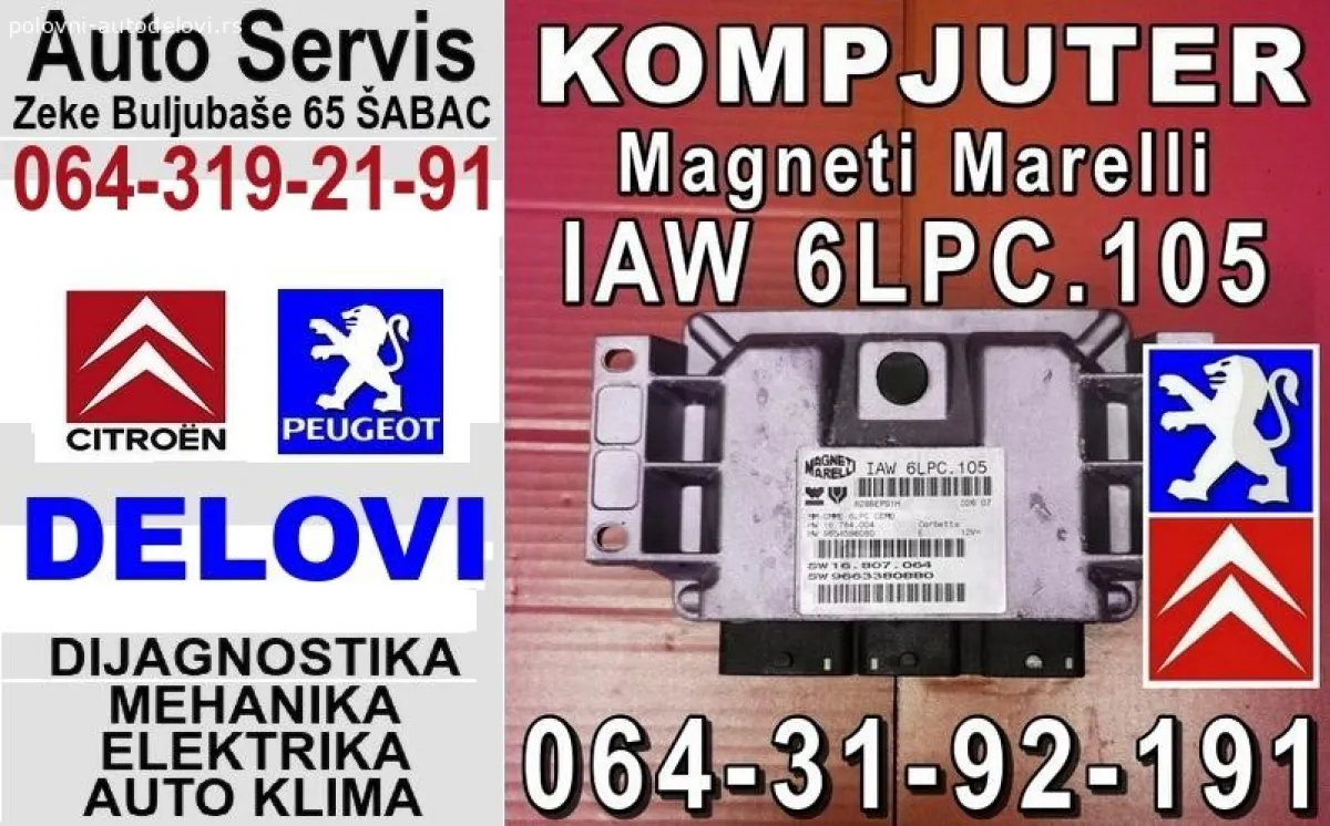 KOMPJUTER Magneti Marelli IAW 6LPC.105 Pežo Citroen Peugeot
