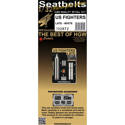 NEW! HGW Models 132672 US Fighters Late Seat Belts (White)