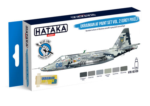 NEW! Hataka Hobby HTK-BS109 Ukrainian AF Paint Set Volume 2 (Grey Pixel)