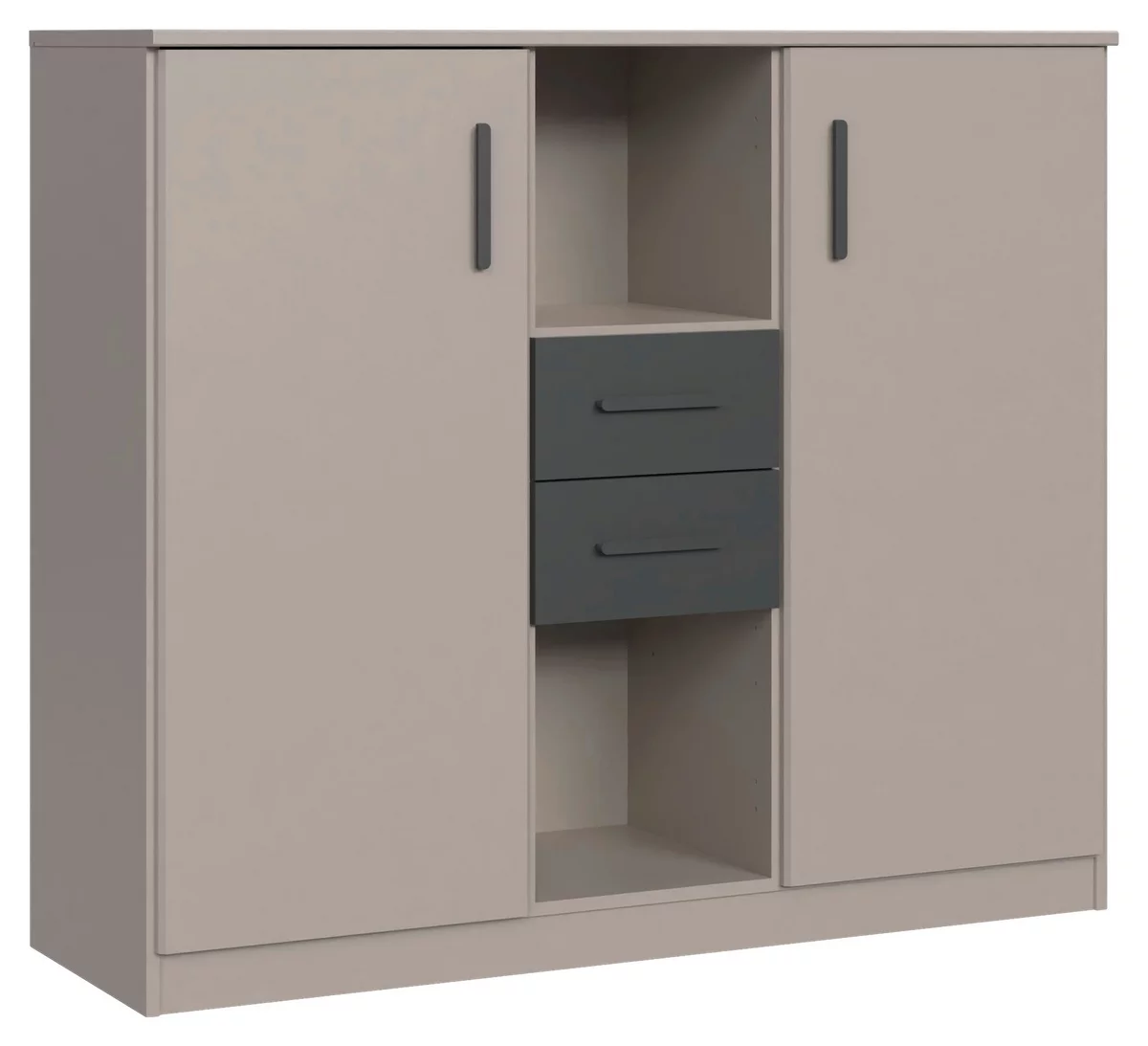 Carryhome VISOKA KOMODA 122/105/36 cm grafitno siva, siva, sahara