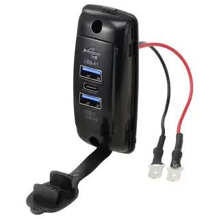 Ugradni auto USB punjač 12–24 V, 48 W, 2× USB-A i USB-C PD 3.0