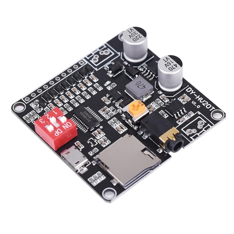 Audio modul DY-HV20T 12/24 V, MP3 i WAV sa SD kartice, pojačavač 20 W, UART