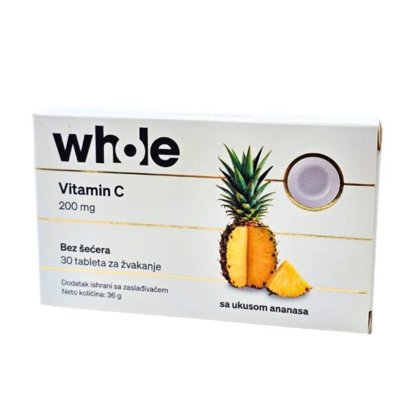 Vitamin C 200 mg Whole – 30 tableta za žvakanje sa ukusom ananasa