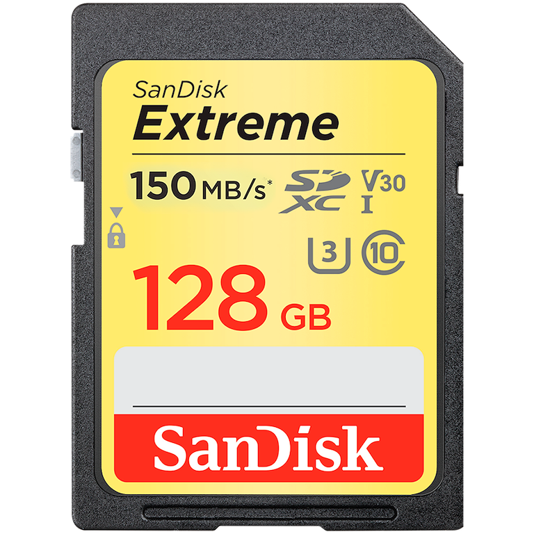 SANDISK EXTREME 128GB SDXC MEMORY CARD + 1 YEAR RESCUEPRO DELUXE UP TO 180MB/S & 90MB/S READ/WRITE SPEEDS, UHS-I