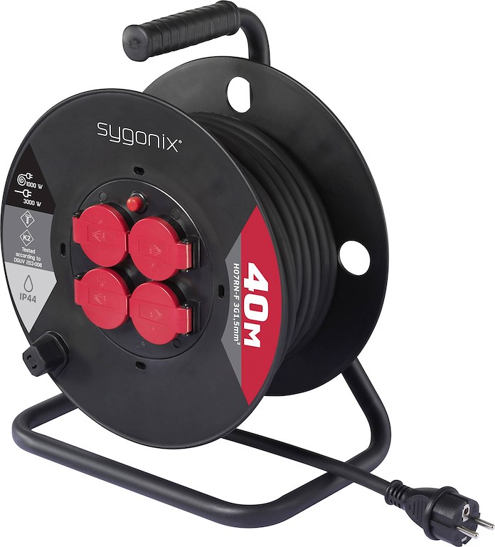 Sygonix SY-10236132 kablovski doboš 40 m crna, crvena sigurnosni muški konektor