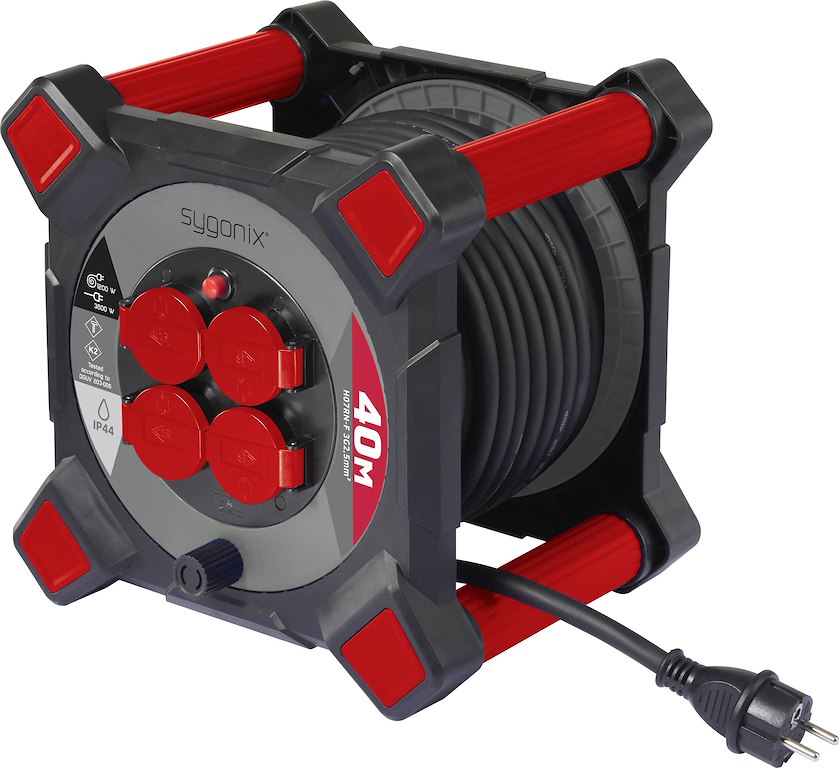 Sygonix SY-10236126 kablovski doboš 40 m crna, siva, crvena sigurnosni muški konektor