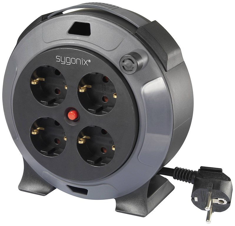 Sygonix SY-5806896 kablovski doboš 5 m crna, siva sigurnosni muški konektor