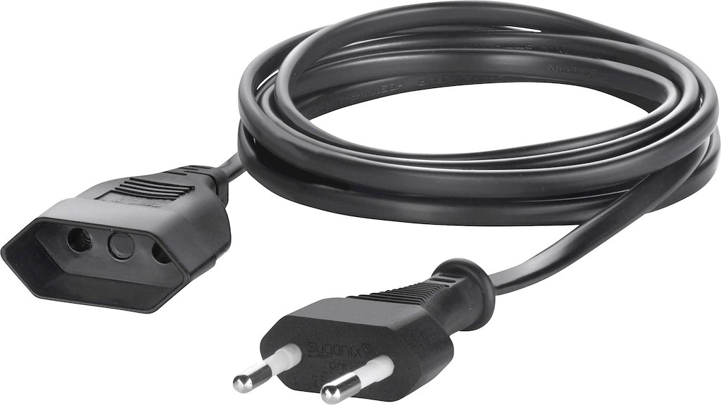 Sygonix SY-5042682 strujni produžni kabl 2,00 m crna evropski muški konektor