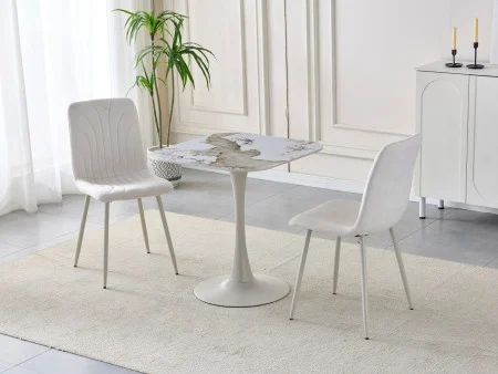 Trpezarijski sto Grandis BELA keramicka ploca/Metalna bela noga 90x90cm (770-008)