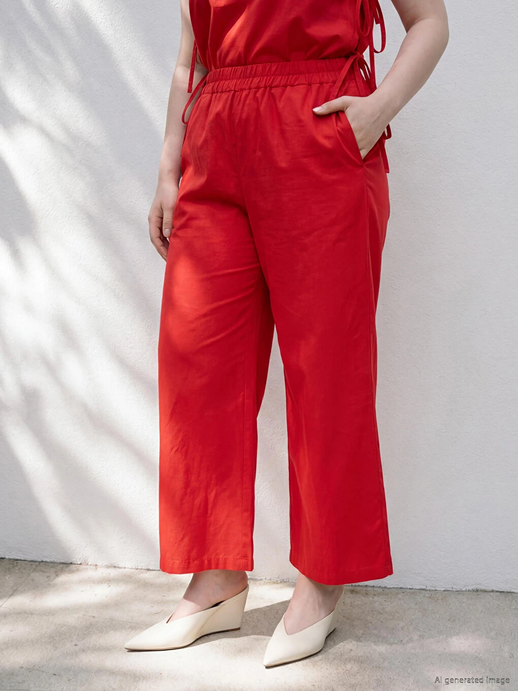 LCW Curve Ženske Plus Size Pantalone Sa Elastičnim Strukom