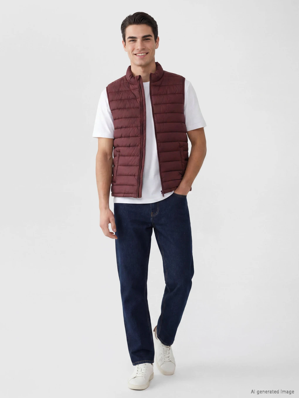 LCWAIKIKI Classic Regular Fit Muški Puf Prsluk Sa Polu-rolka Kragnom I Prošivenim Detaljima
