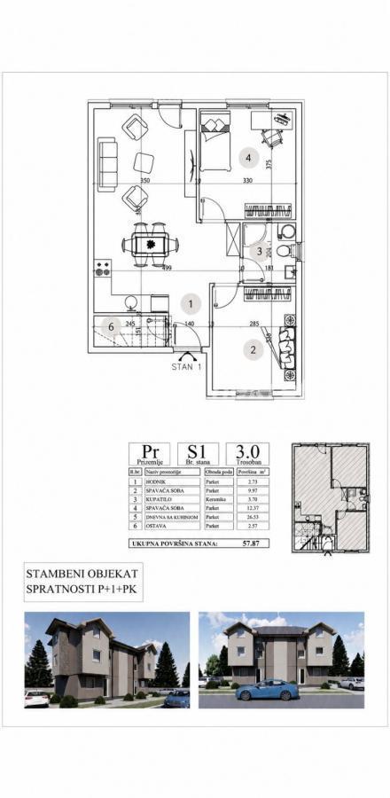 Dvoiposoban stan na prodaju, 58m2, 119.480€