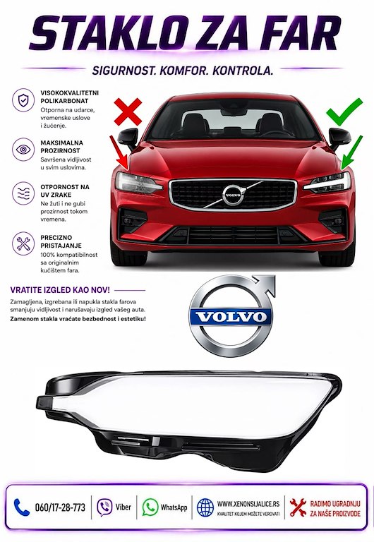 STAKLO FARA VOLVO S60 19-24 STAKLO ZA FAR