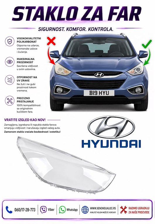 STAKLO FARA HYUNDAI IX35 12-17 STAKLO ZA FAR