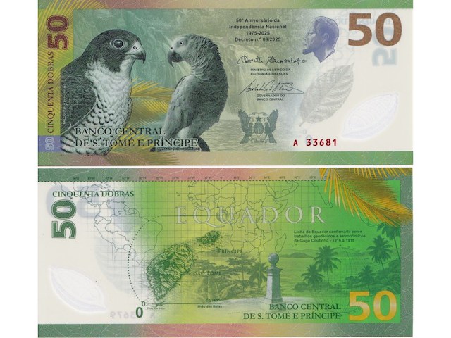 St. Thomas and Prince 50 Dobras 2026. UNC Polymer.