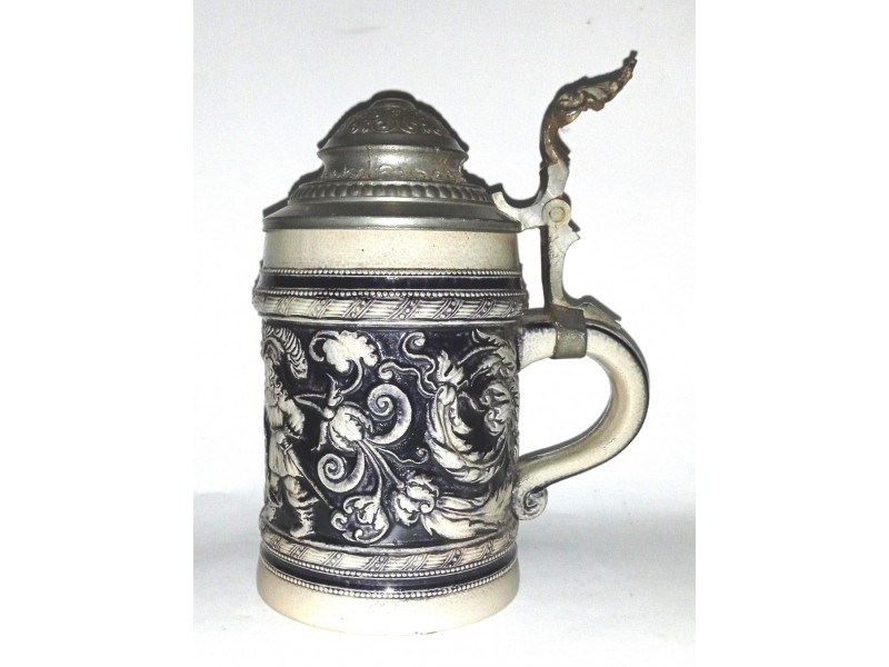 KRIGLA - PECENA MAJOLIKA, ZINN, 19cm