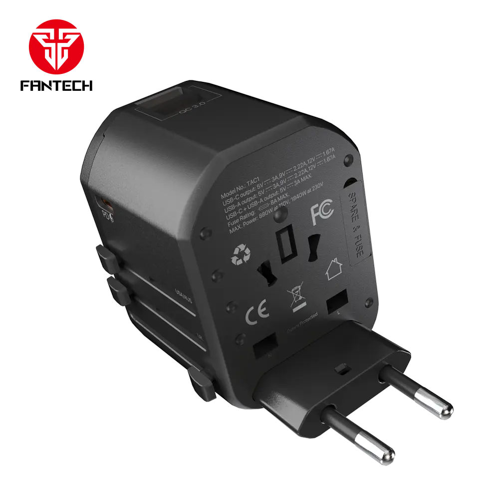 Univerzalni Multi Adapter Fantech TAC1 Power Cube 20W, PD, QC 3.0, 20W, crni