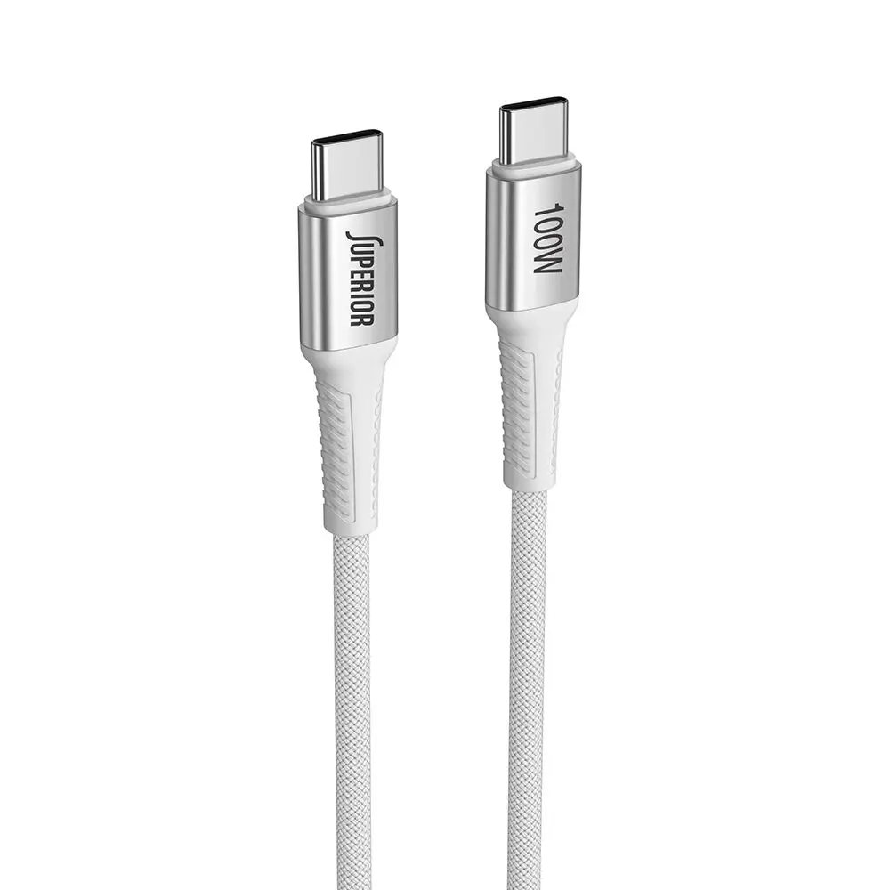 Superior Pleteni USB data kabal SU-K152, 100W, 5A, Type C to Type C, 1m, Beli
