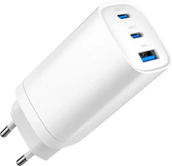 Gembird TA-UC-PDQC65-01-W USB Brzi punjač, 3-port, 65W, GaN, Beli