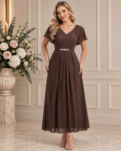 Elegantna haljina sa brošem 2740br