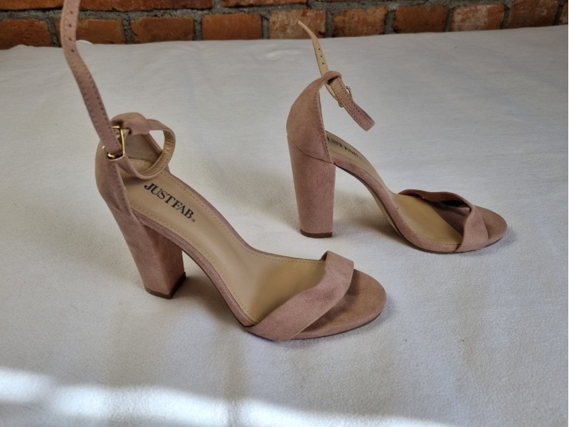Justfab prljavo roze sandale na blok stiklu-RASPRODAJA