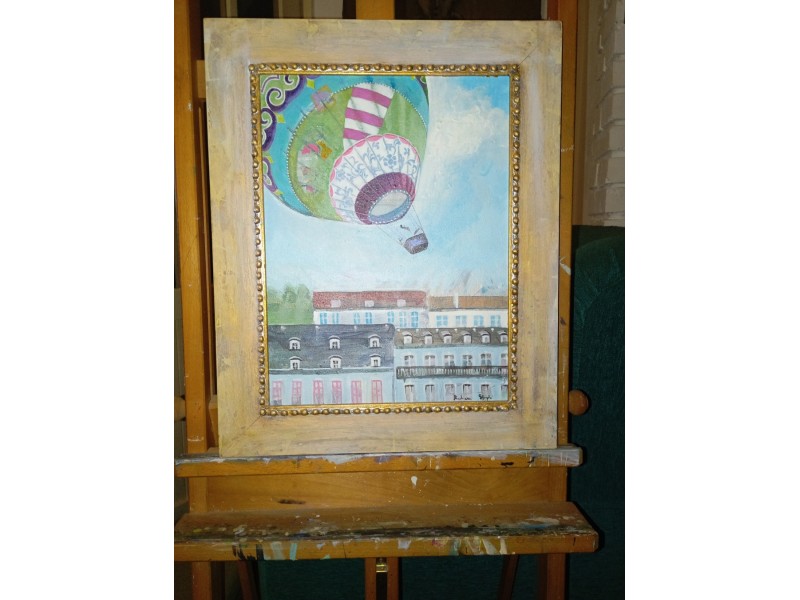 Umetnička slika BALON NAD GRADOM