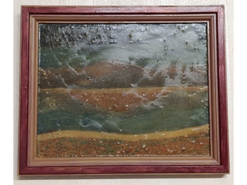 Pejzaž, neobična tehnika, uramljeno 37x30