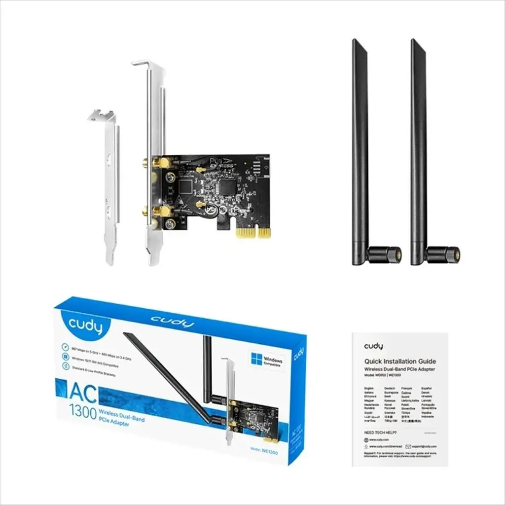 CUDY Bežična mrežna kartica PCI-E AC1300 Dvopoјasna WE1300 867+400Mbps