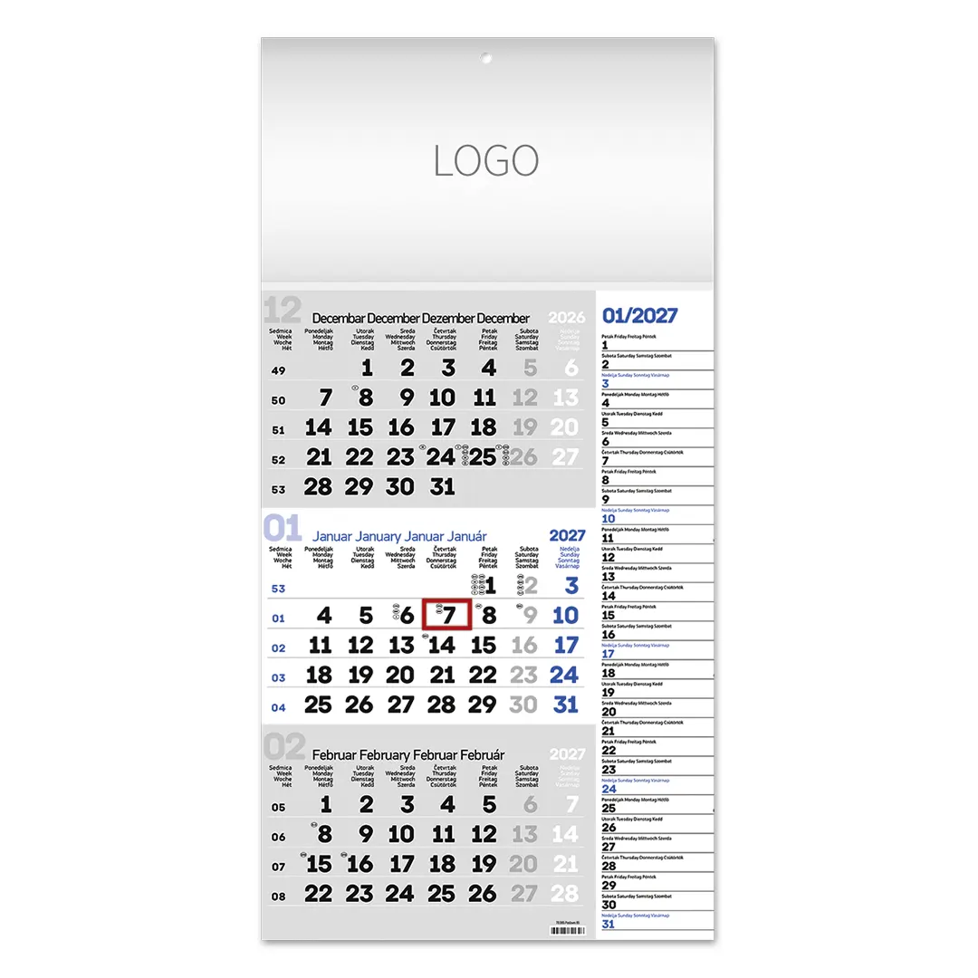 POSLOVNI 85
            Zidni kalendar: 12 listova, tromesečni, jednodelni