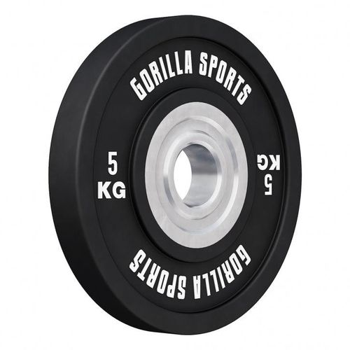 Gorilla Sports Bumper Plate Profi olimpijski teg 5 kg, 50/51 mm, crni