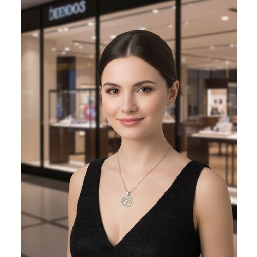 Privezak od srebra 925 Drvo života 18 mm sa cirkonima