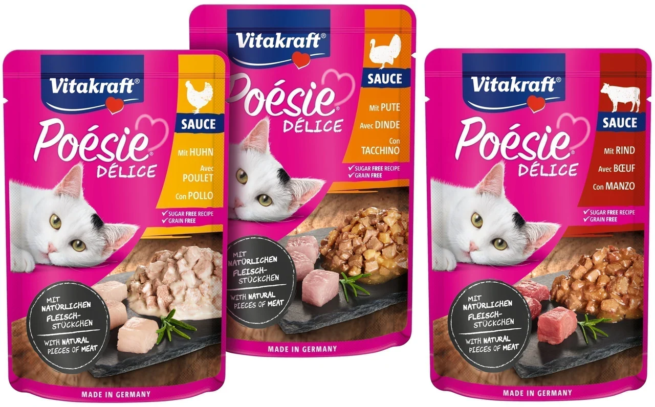 VITAKRAFT Posie Dlice, mesni meni u sočnom sosu, za mačke, 6x85g