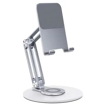 BONERUY L06X ALUMINUM SMARTPHONE/TABLET STAND – 360 ROTATING, FOLDABLE, MULTI-ANGLE - SILVER