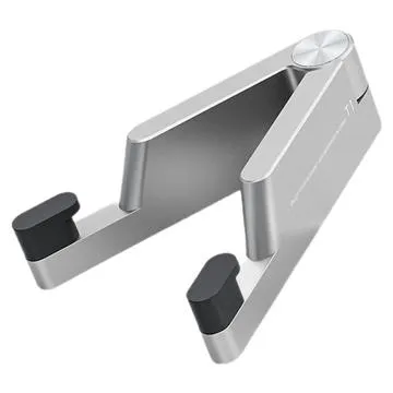 FOLDING ALUMINUM ALLOY PHONE HOLDER FOR SMARTPHONES/TABLETS 4-7" - SILVER