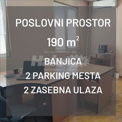 Poslovni prostor 190 m², Banjica, parking