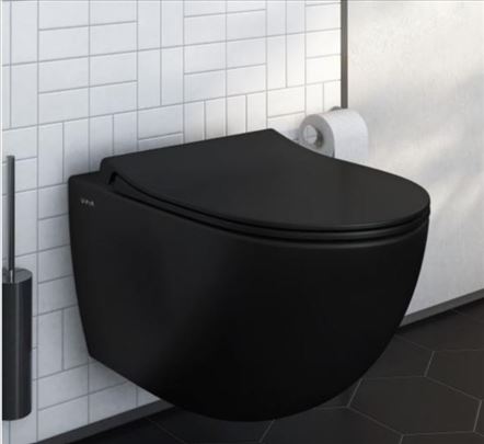 Konzolna wc solja crna mat sa wc daskom KOMPLET
