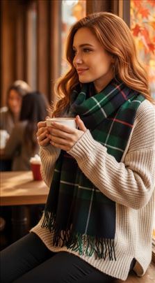 Elegantni Tartan vuneni šal