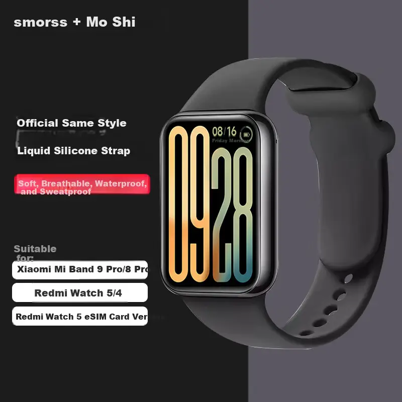 Smorss Zamenska narukvica za pametni sat za Redmi Watch 6/5/4, Crna