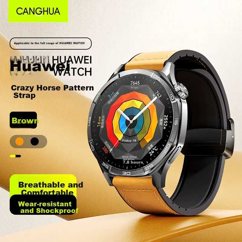 CangHua Zamenska narukvica za pametni sat za Huawei Watch 5/Watch 4 Pro, Smeđa (braon)