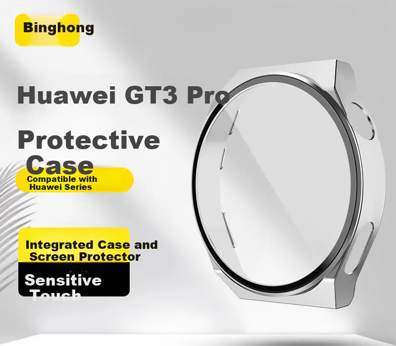 Binghong Zaštitno staklo za pametni sat + Zaštitno kućište za pametni sat za Huawei Watch GT3 Pro