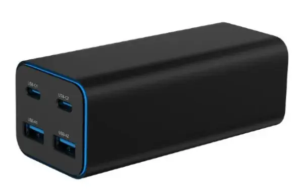 Gembird Punjač TA-UC-2A2C-PD100-01-BK, 4-port, 100W, GaN, USB, Brzi, PowerDelivery, Crni