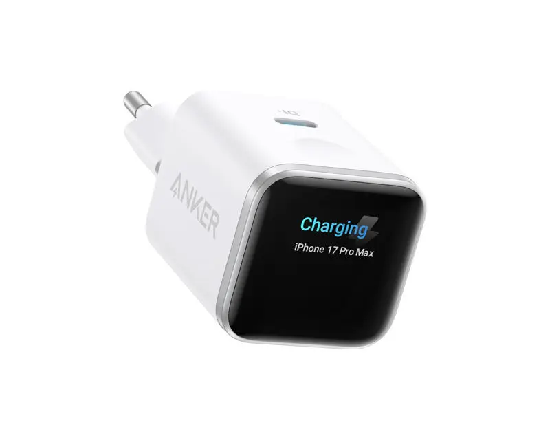 Anker Putni zidni punjač sa ekranom Nano, 45 W, USB-C port, Beli