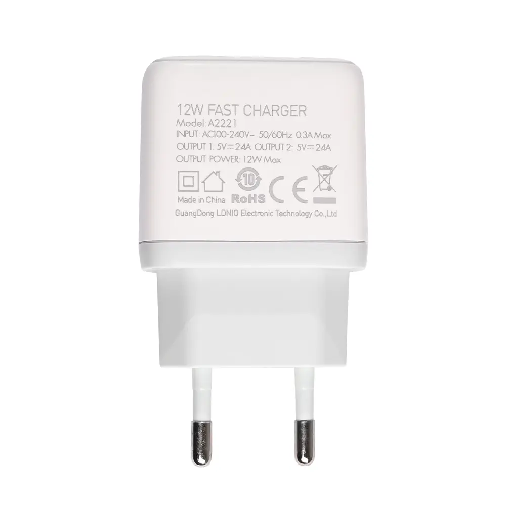 Ldnio Punjač A2221 2xUSB, 12W, Sa micro USB kablom, Beli