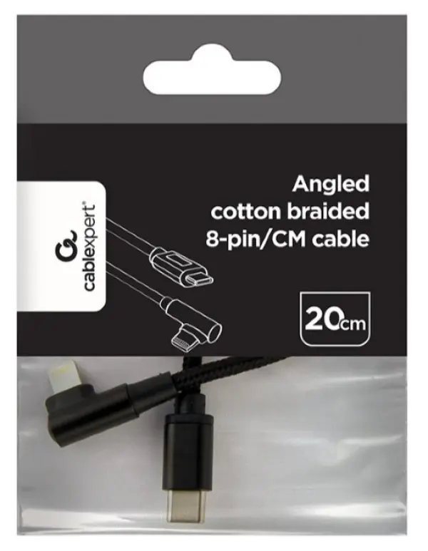 GEMBIRD Kabl USB-C, 8pin, Pod uglom, 0,2m, Crni